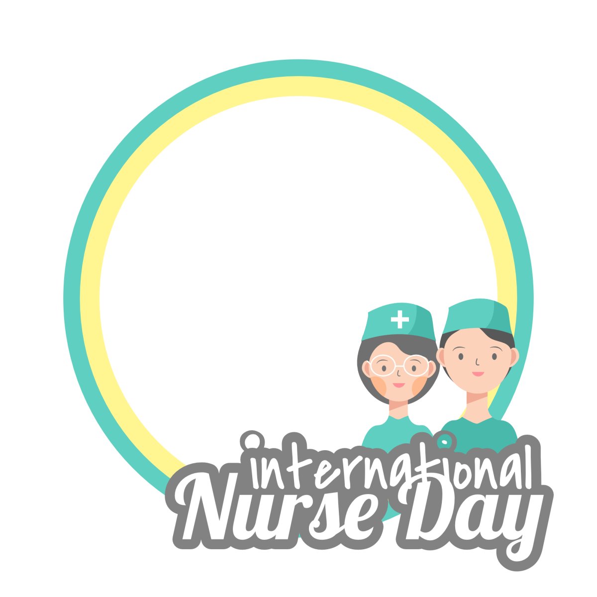 Happy International Nurses Day White Frame With Male And Female Nurse ...