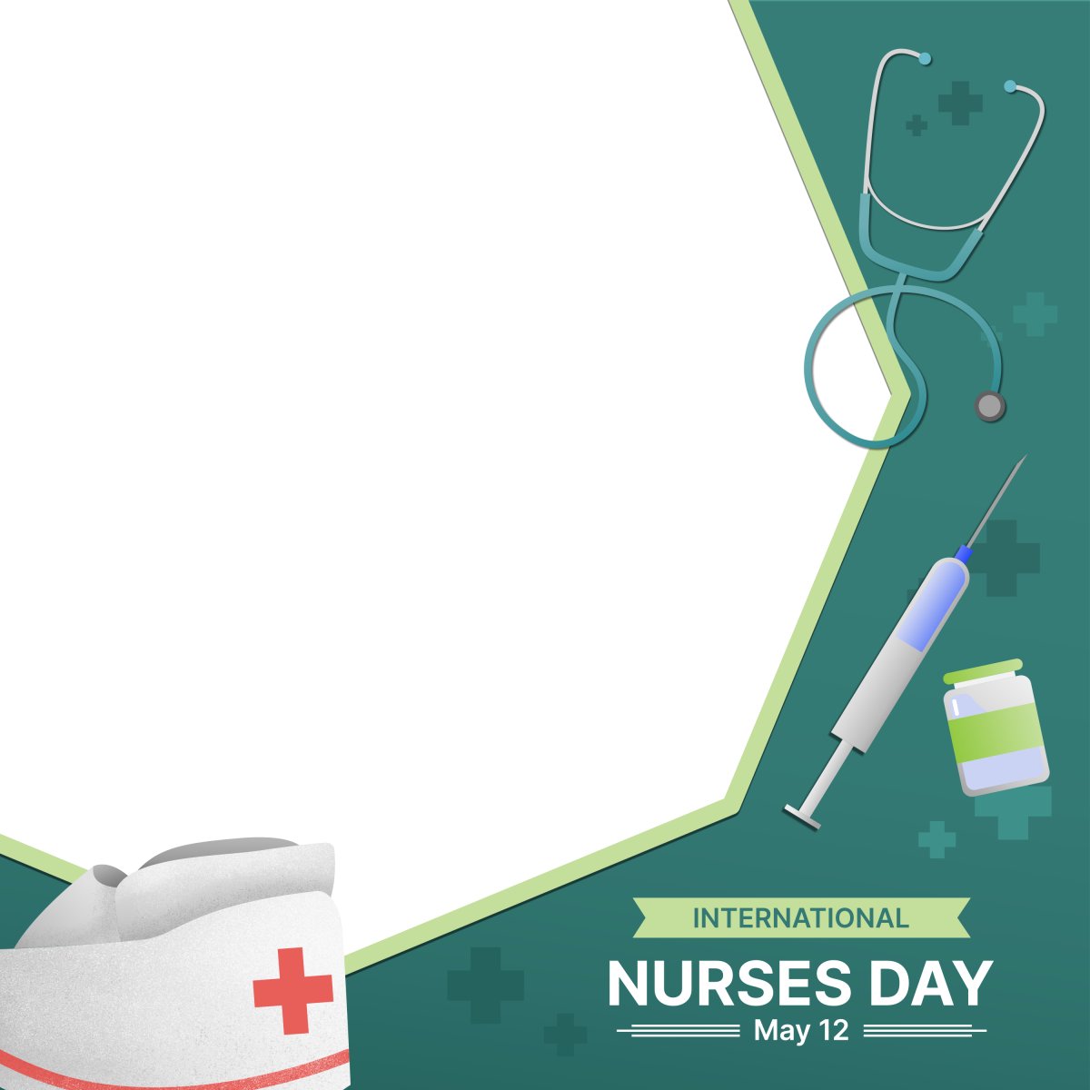 Happy International Nurses Day With Nurse Cap And Syringe | Create ...