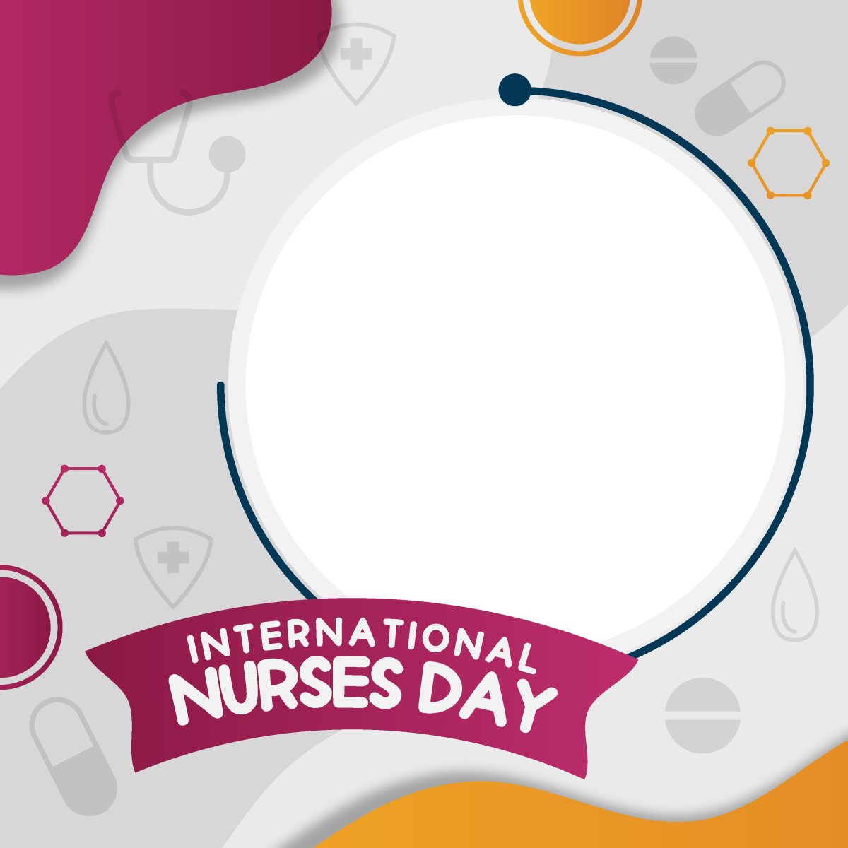 Happy International Nurses Day Red White Frame With Stethoscope And ...