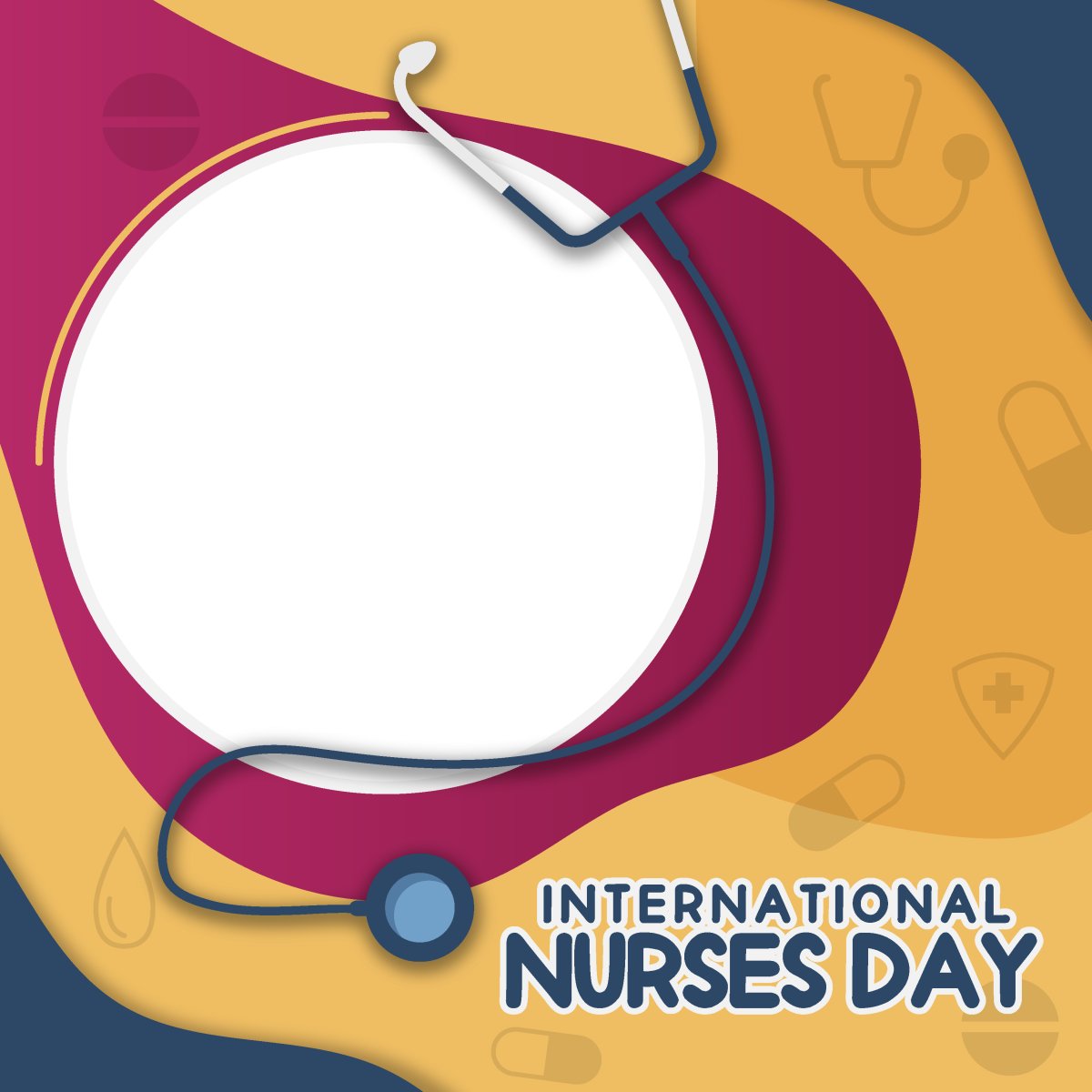 Happy International Nurses Day Red Yellow Frame With Stethoscope ...