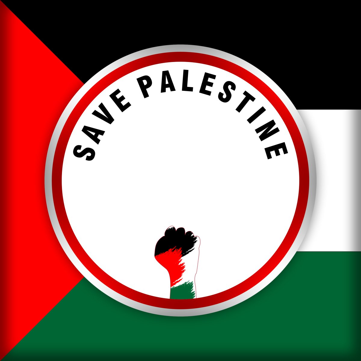 Save Palestine Round Frame and Hand Flag | Create Twibbon For Free