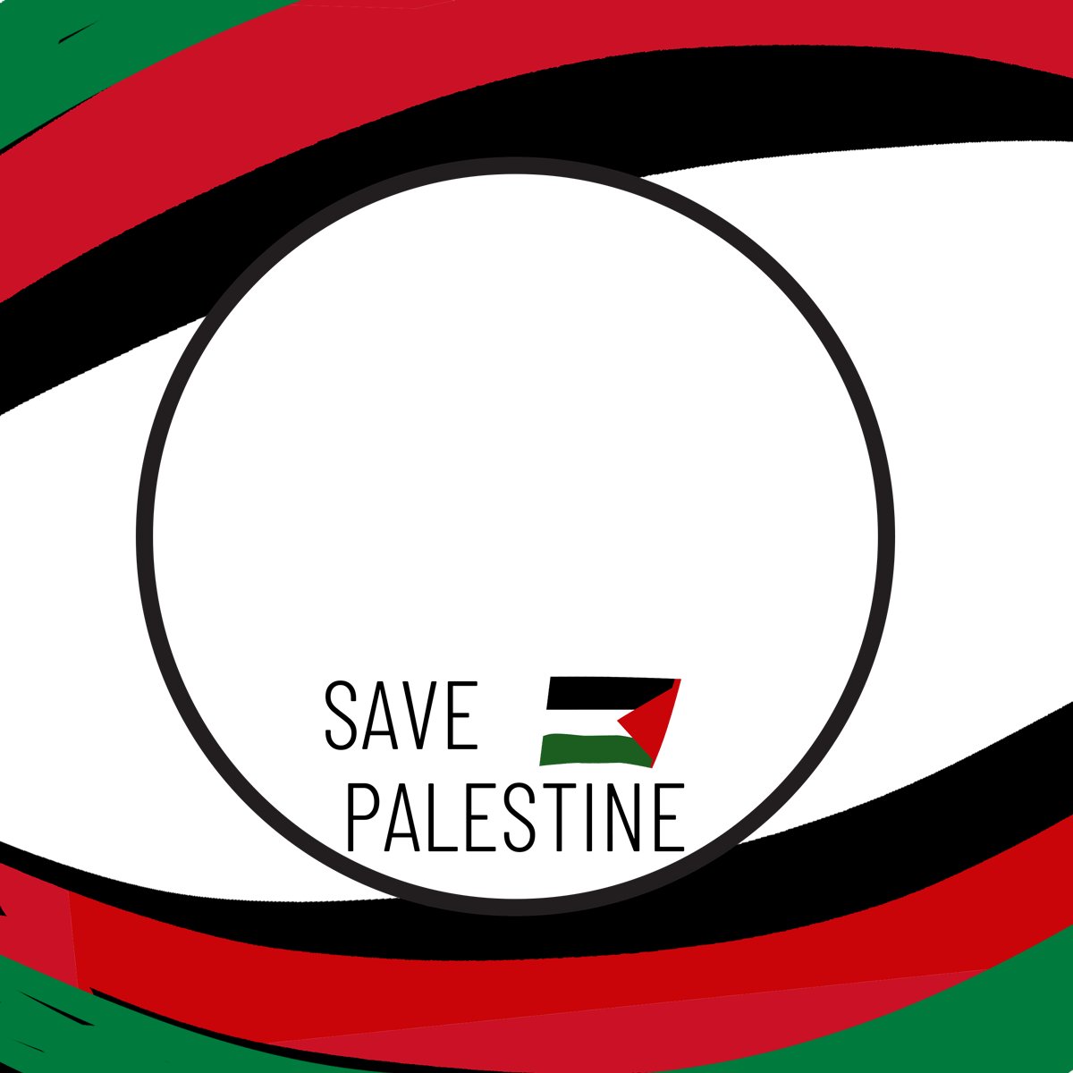 Save Palestine Black Round Frame with Flag | Create Twibbon For Free