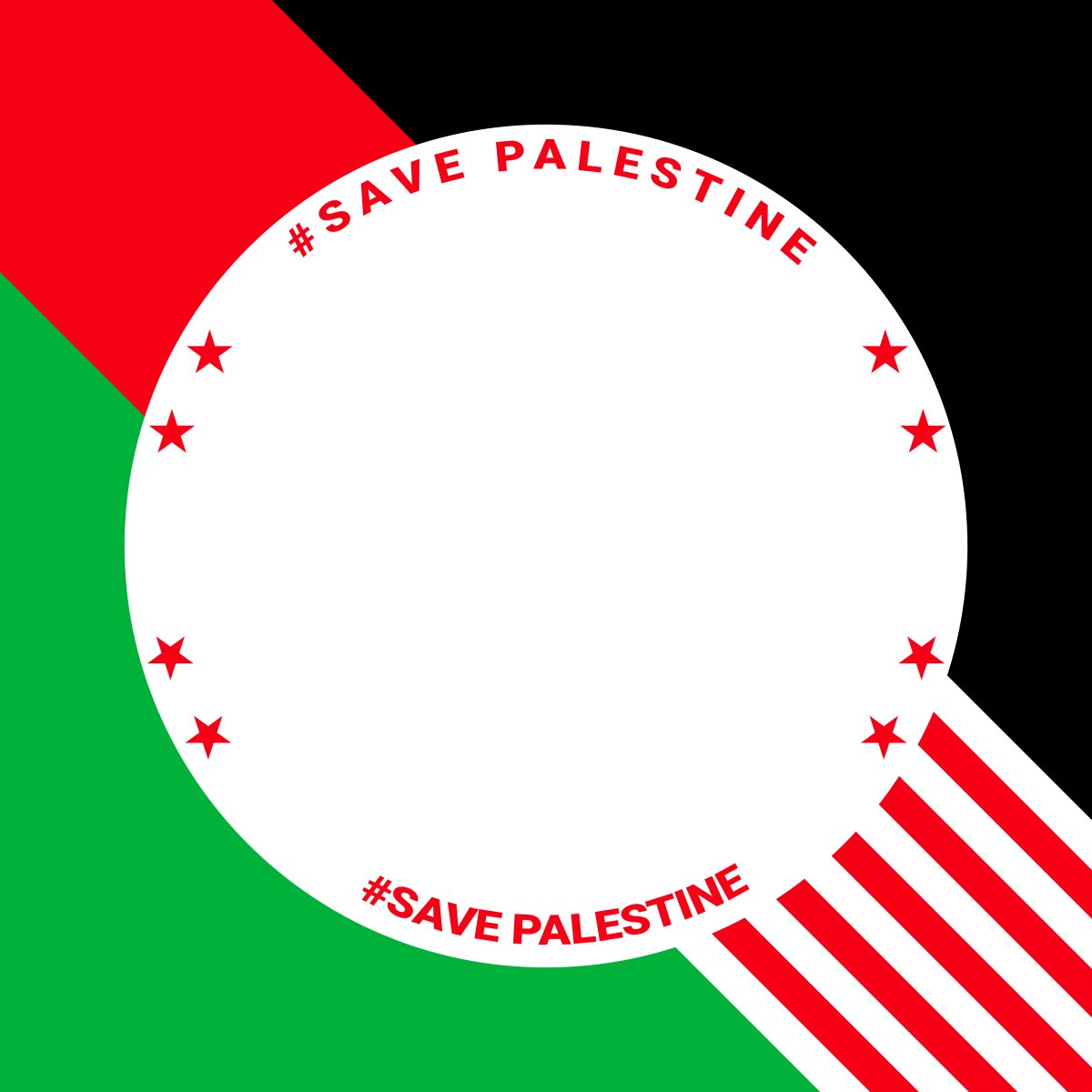 Save Palestine with Round Star and Flag | Create Twibbon For Free